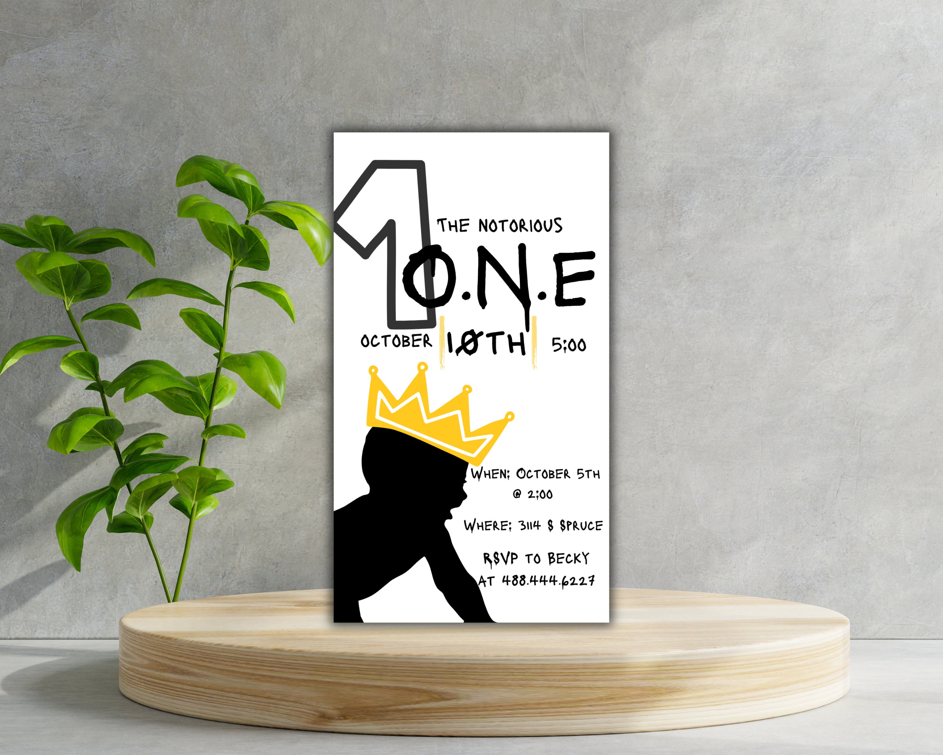 Digital Download Notorious O.N.E Birthday Invitation, First Birthday, B ...