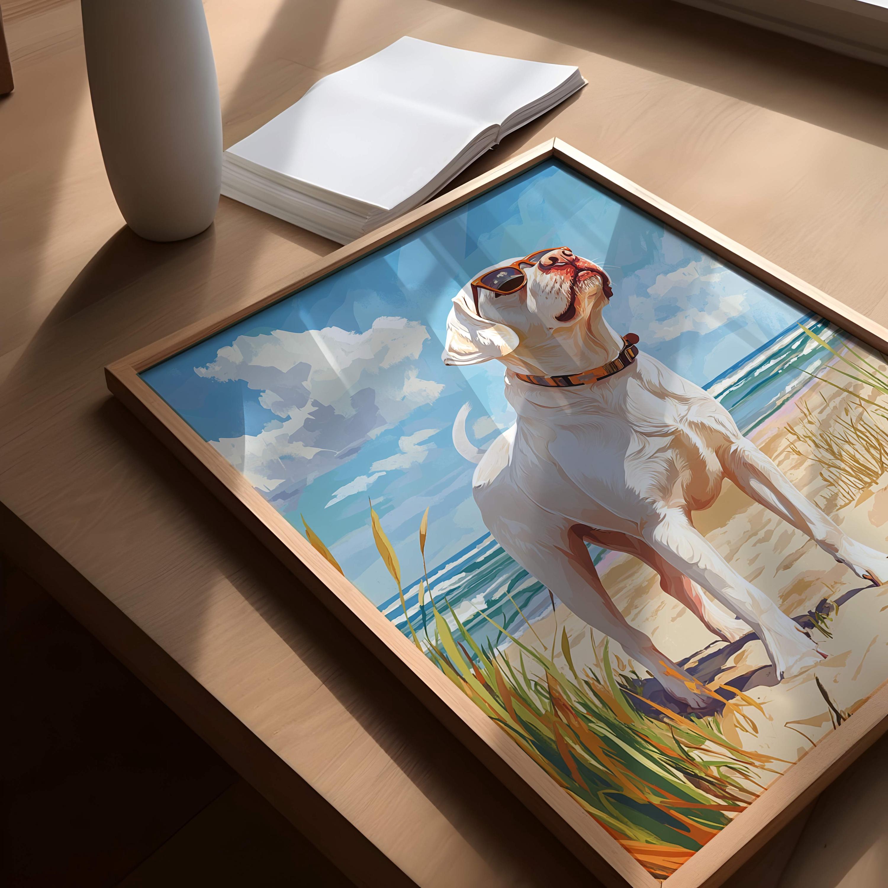 Coastal Beach Wall Art, White Lab Beach House Print, Beach Wall Art ...