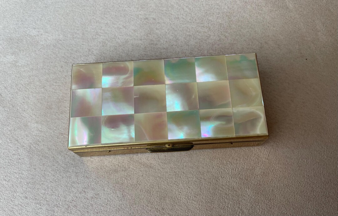 1950s Swiss Mother of Pearl and Abalone Cigarette Case or Trinket Tin ...