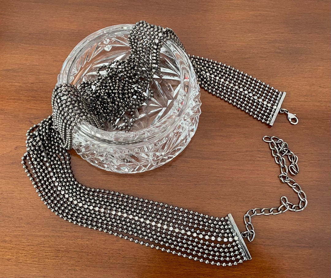 1990s True Vintage Waist/hip Chain Belt Brown Metal and Diamonte Medium ...