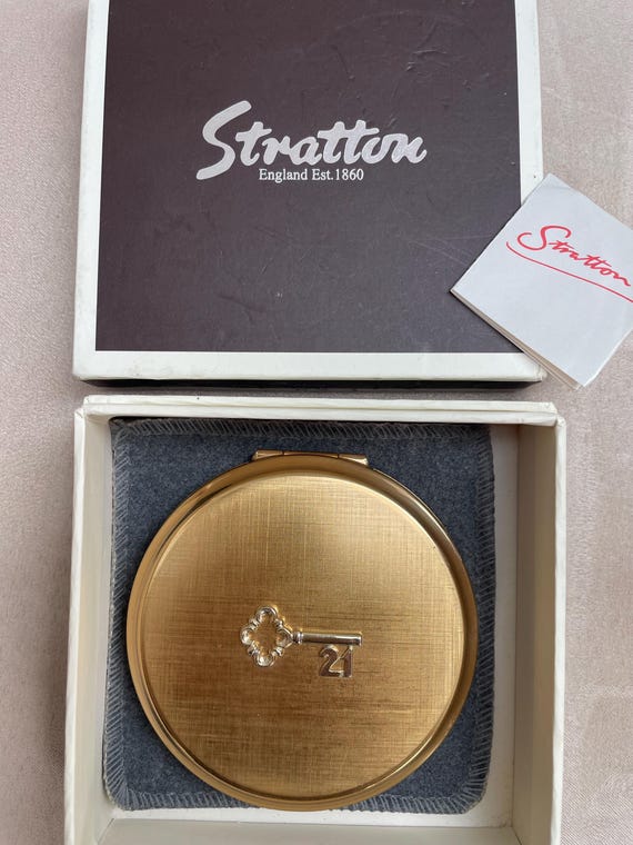 1970s Stratton 21st Birthday Compact, Box and Pouch, … - Gem