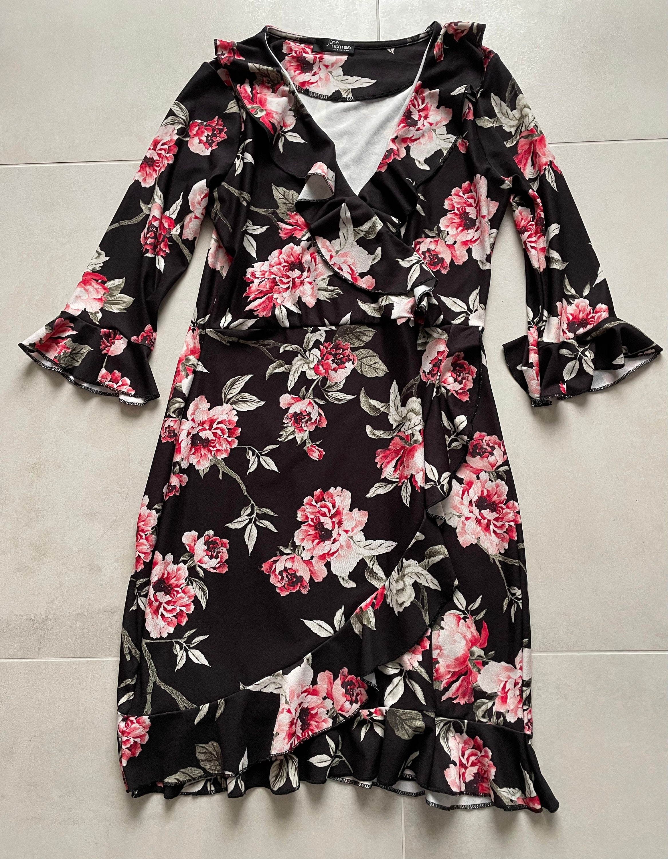 1990s True Vintage Jane Norman Black Floral Dress, Size 12 to 14 - Etsy