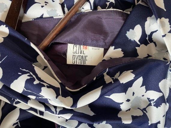 1970s True Vintage, Clive Byrne, Blue Floral Column M… - Gem