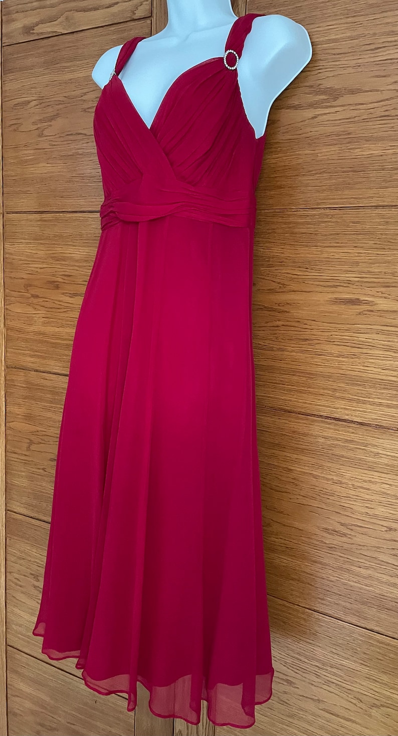 1990s Red Floaty Cocktail Dress, Pearce Fionda, Diamante Detail, Size ...