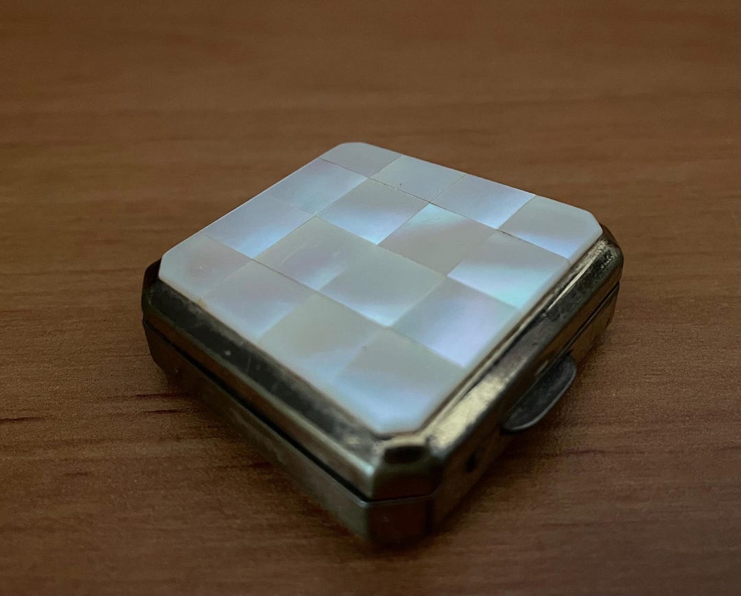 1950s Stratton Mother of Pearl Pill Box, Two Sections, Gold Coloured ...