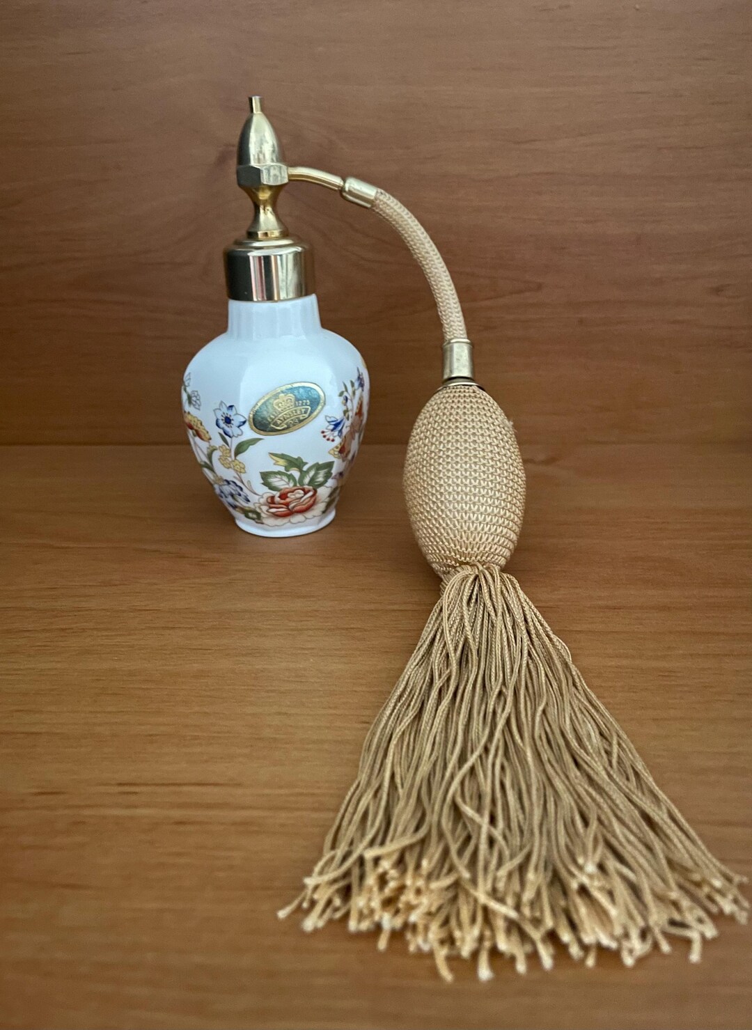 1970s Aynsley 'cottage Garden' Bone China Perfume Atomizer With Gold ...