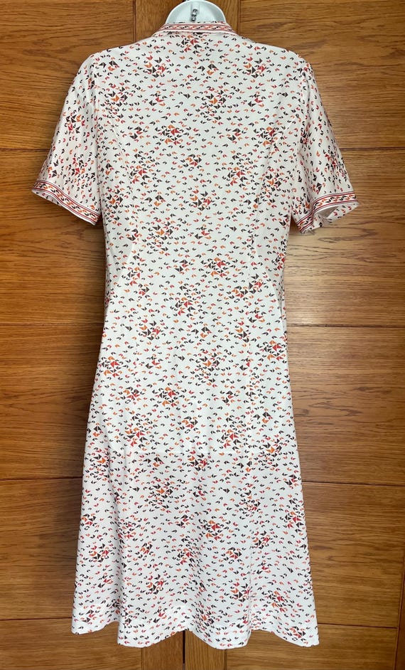 1970s True Vintage Trevira Tea Dress, Cream with Red,… - Gem