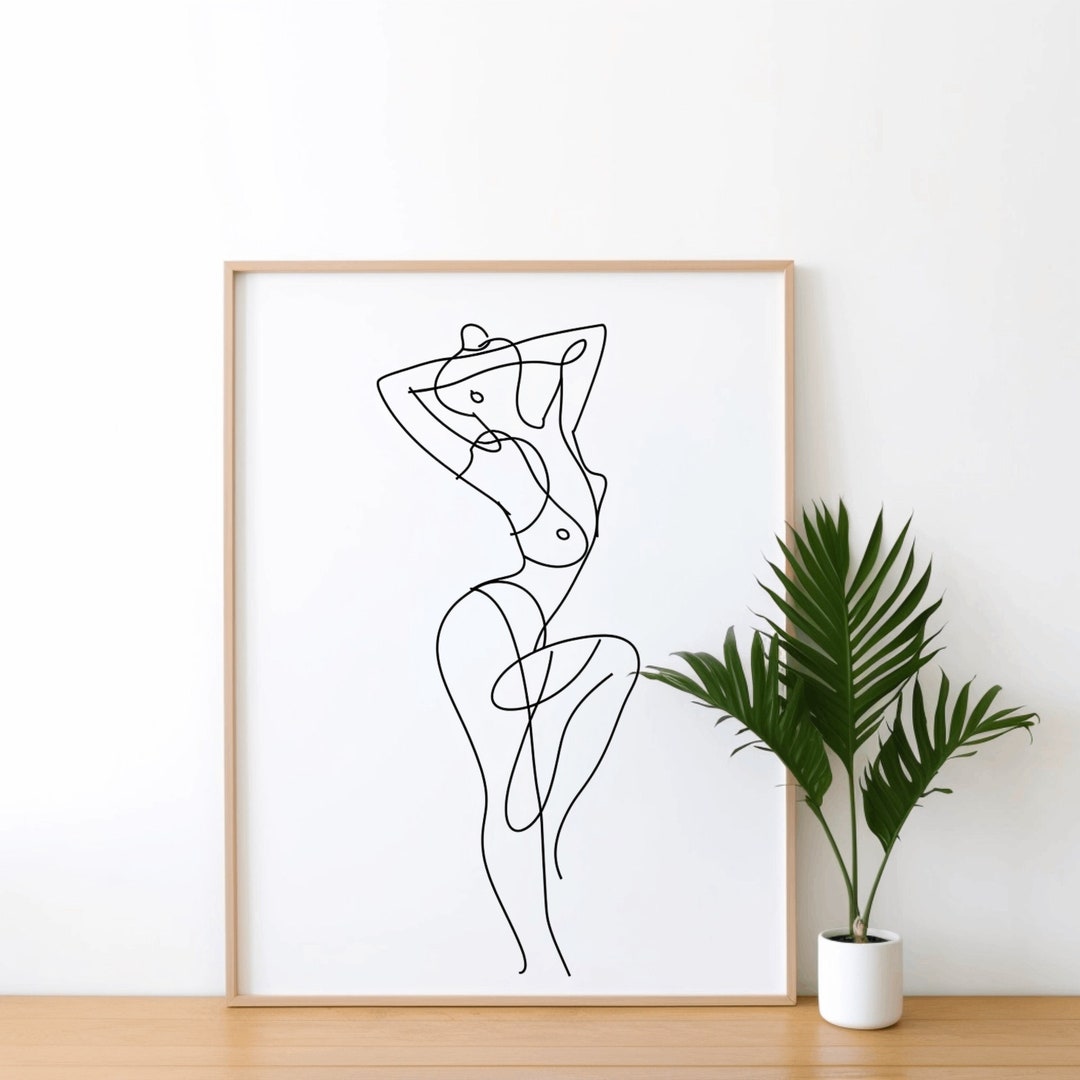 Woman Line Art Print Minimalist One Line Abstract Female Body Poster ...