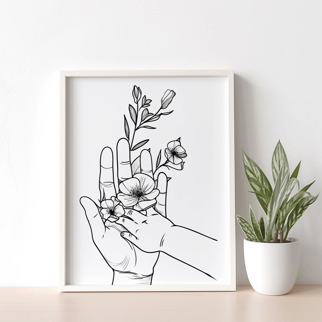 Unity Line Art Print Minimalist One Line Abstract Poster Modern Body ...