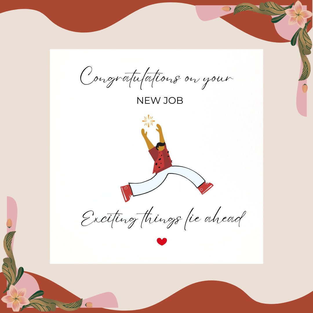 Congratulations New Job Card, Personalised Leaving Work Good Luck Card ...