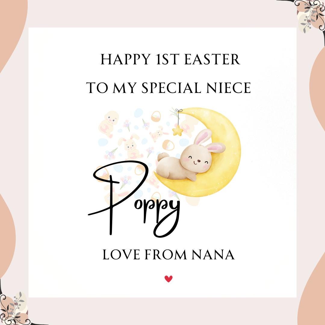 Happy 1st Easter Card for Niece for Nephew, Personalised First Easter ...