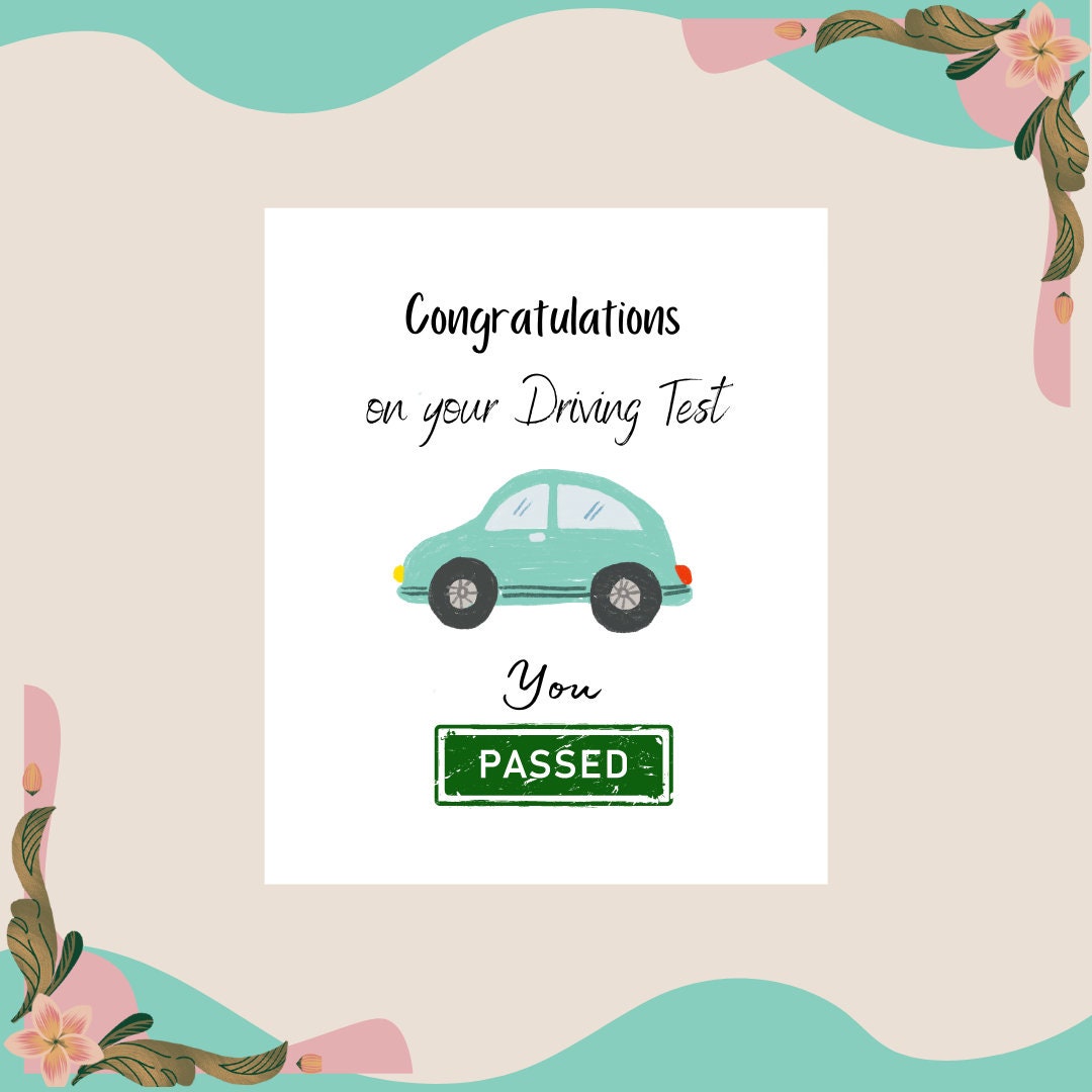 Congratulations for Driving Test Card, Personalised Driving Test Card ...
