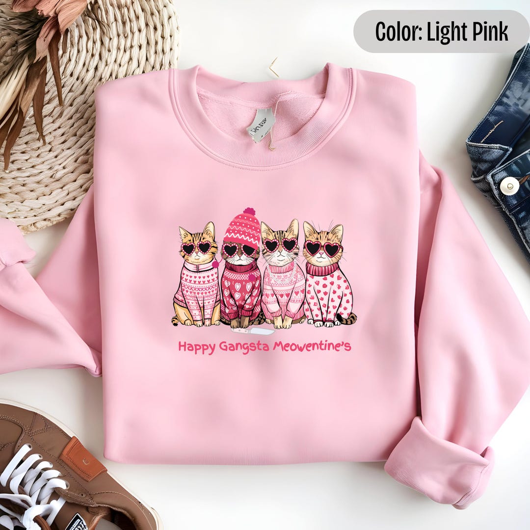 Valentines Day Sweatshirt, Gangster Funny Cat Shirt, Cat Lover Gift ...