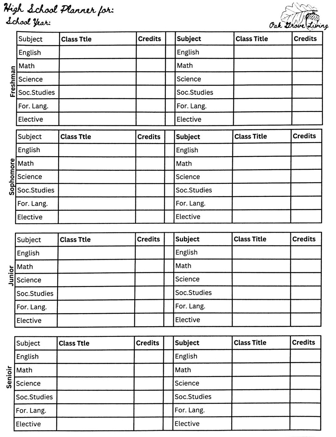 Homeschool High School Planner - Etsy