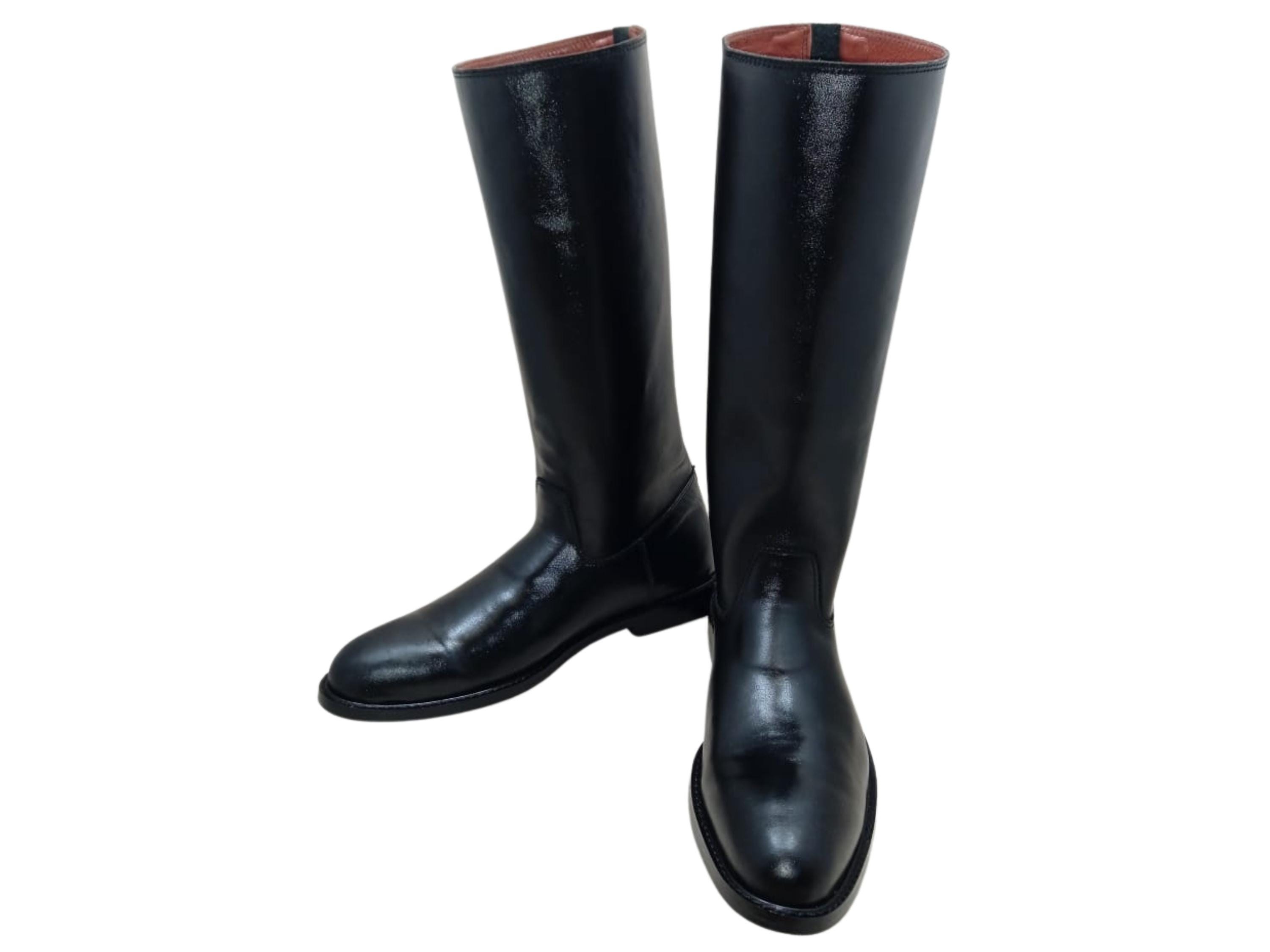 Elegant Knee-high Premium Leather Boots | Men's Black Horse Riding ...