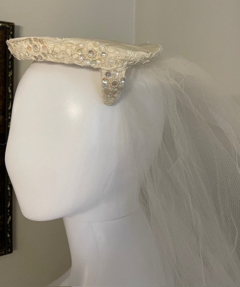 Vintage 1950s Ivory Wedding Half Hat Cap Headpiece Veil - Etsy