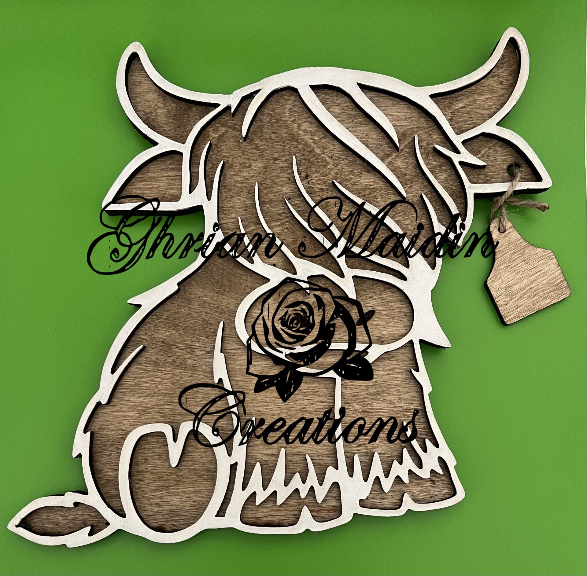Laser Cut 3D Highland Cow With Cow Tag - Etsy
