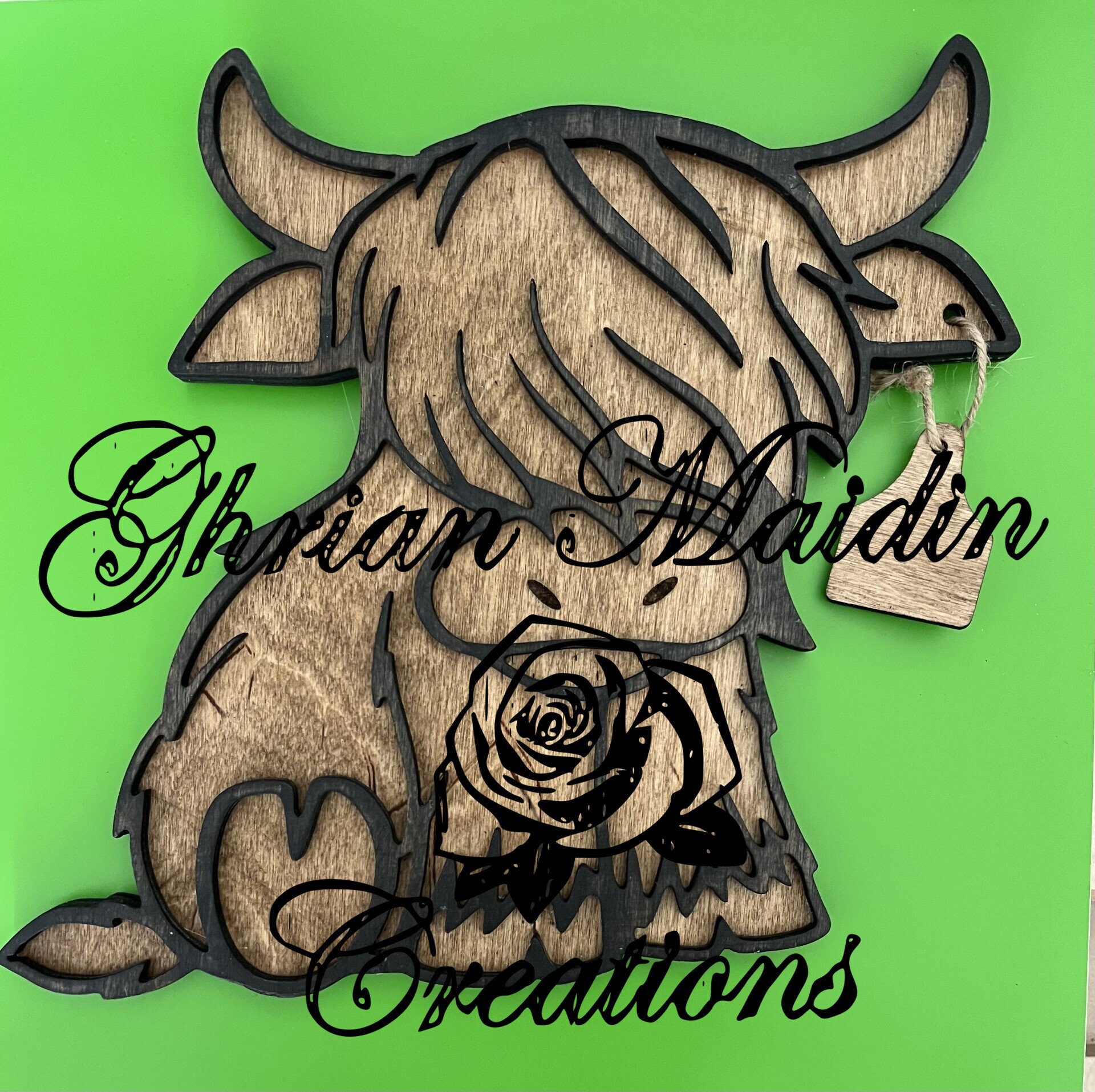Laser Cut 3D Highland Cow With Cow Tag - Etsy