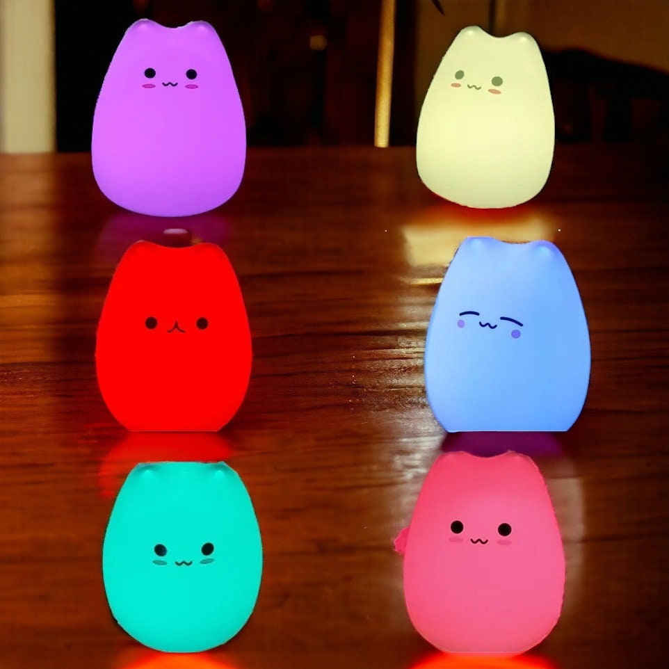 Cute Baby Cat Lamp Night Light Cat LED Bedside Lamp Cat Night Light 7 ...