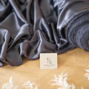 Slate Gray Soft Silky Satin Premium Charmeuse Fabric One Way Stretch ...