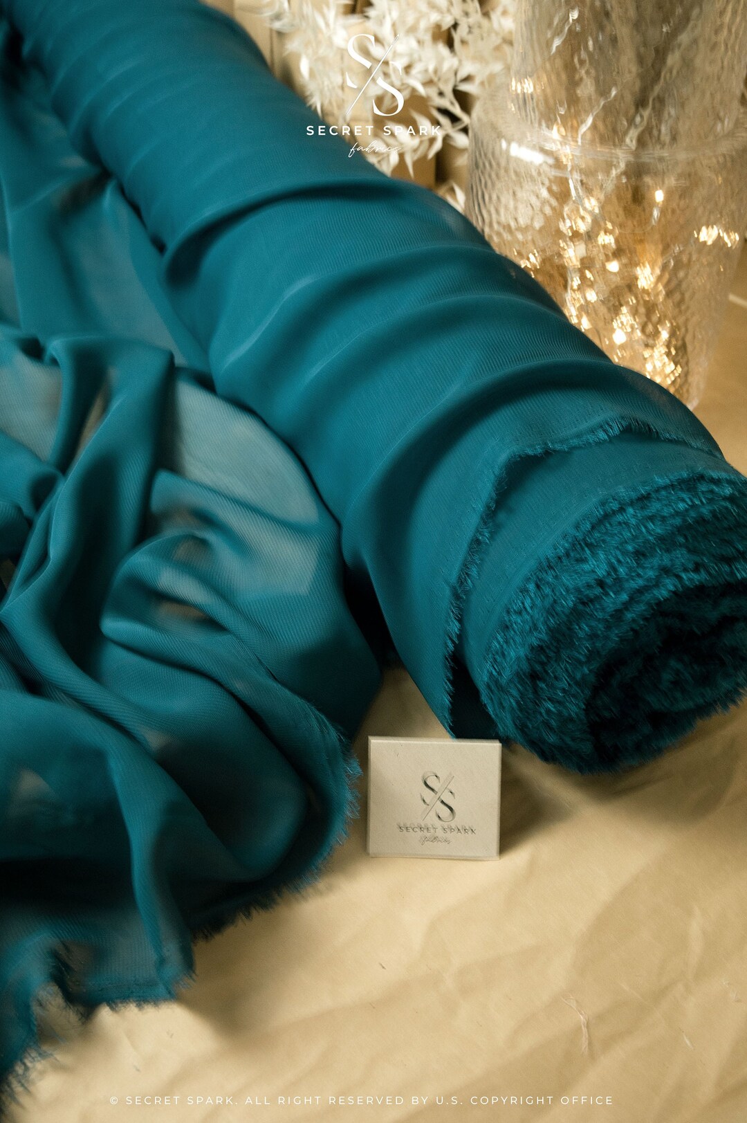 Deep Teal Chiffon, Soft Matte High Quality Chiffon by the Yard, Airy ...