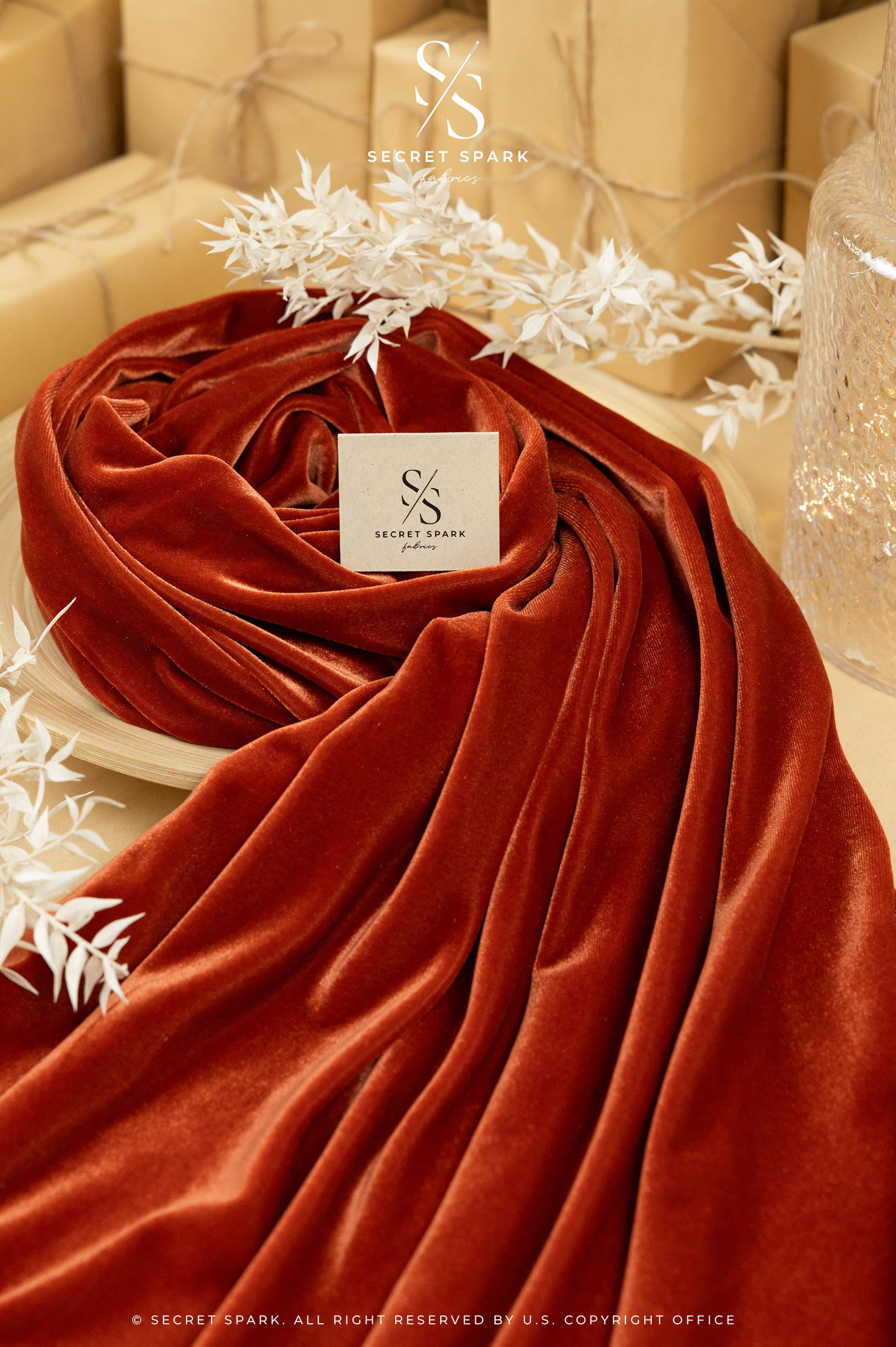 Burnt Rust Stretch Velvet Fabric – Dense 4-way Velour for Costumes ...