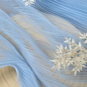 Pastel Blue Micro Pleated Fabric: Handmade Unique Textured Tulle ...