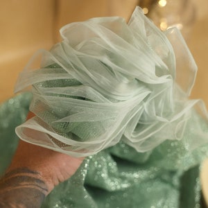 Misty Green Glitter Soft Tulle Fabric by the Yard for Sparkle Dresses ...