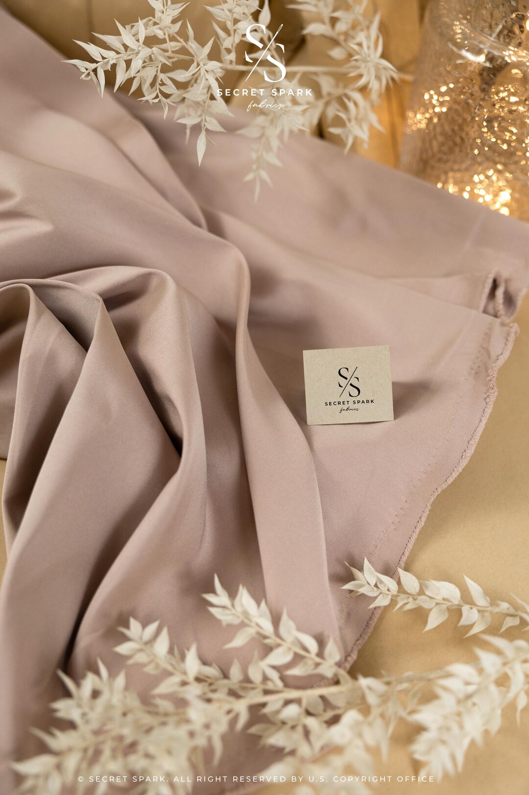 Mocha Rose Stretch Mikado Matte Satin by the Yard, Twill Textured ...