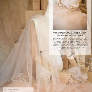 White Soft Matte Bridal Tulle Fabric by the Yard, Wedding White Tulle ...