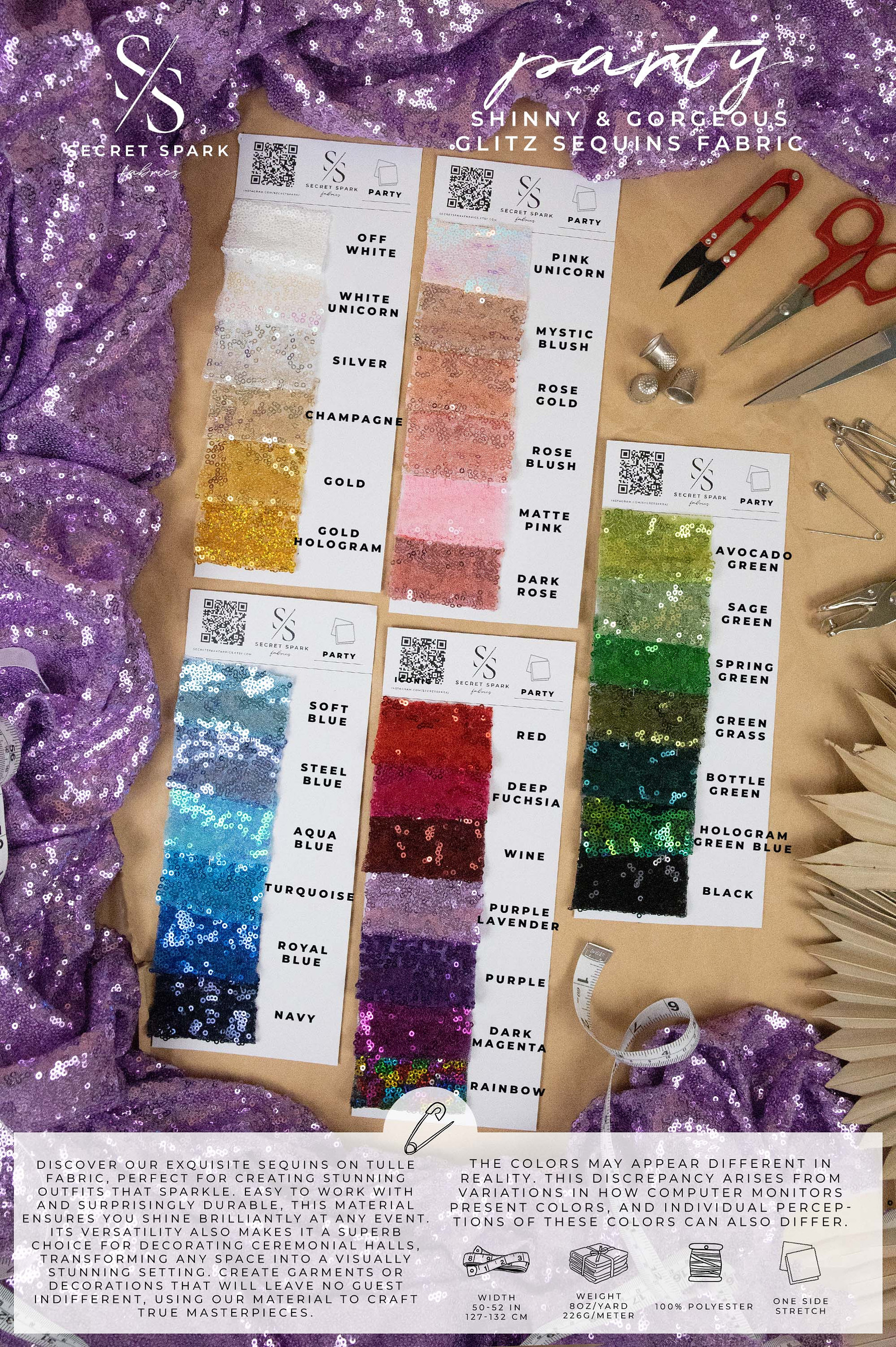 Aqua Blue Sequin Material Brilliant Style Fabric by the Yard, Round ...
