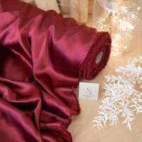 100% Silk Red Wine Color 19mm Silk Satin Fabric for Dress Shirts ...