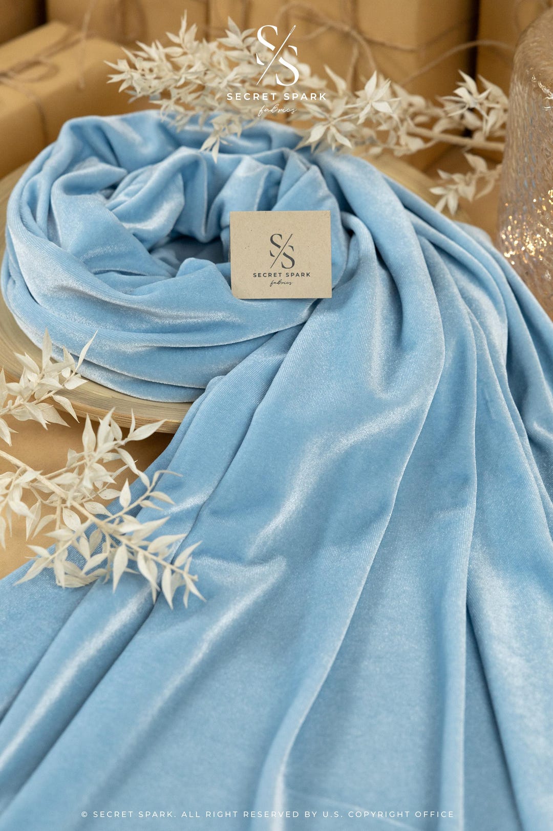 Soft Blue Stretch Velvet Fabric – Pastel 4-way Velour for Baby Shower ...