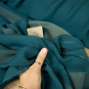Deep Teal Chiffon, Soft Matte High Quality Chiffon by the Yard, Airy ...