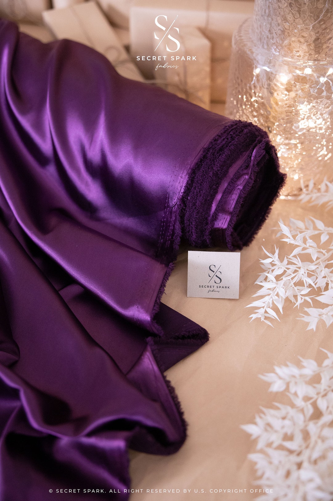 Raisin Purple Soft Silky Satin Fabric, Trendy One Way Stretch Satin for ...