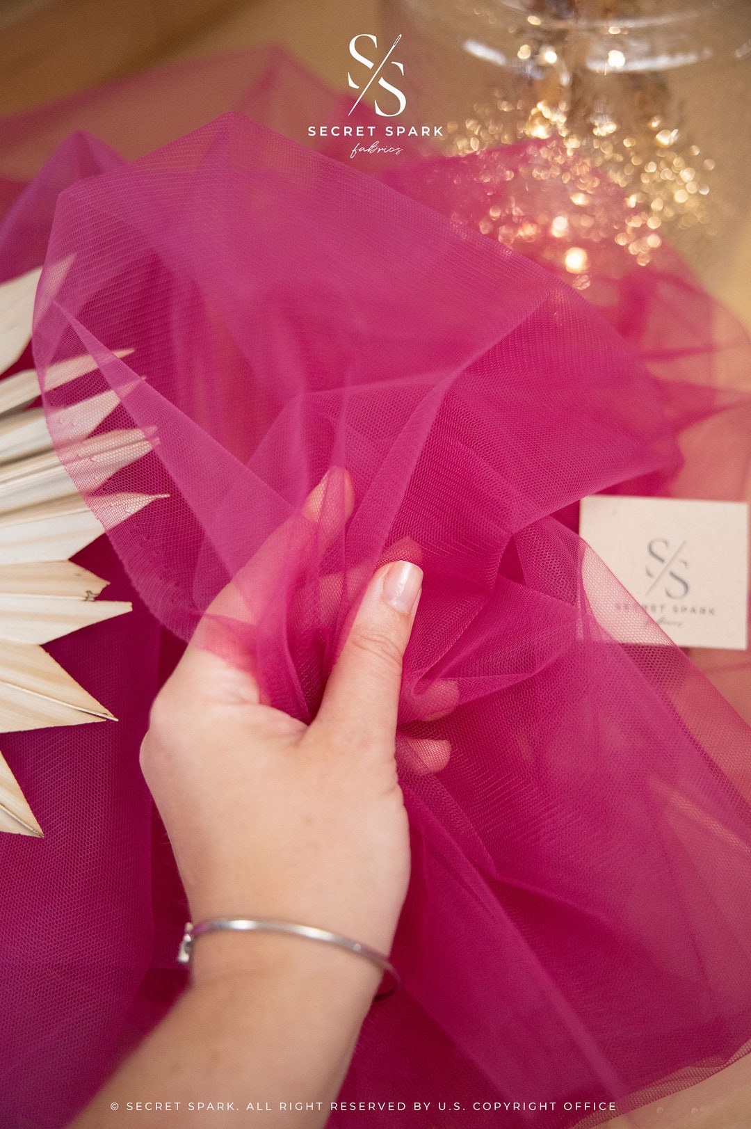 Magenta Matte Soft Tulle Fabric by the Yard, Bulk Nylon Tulle Mesh, 5 ...