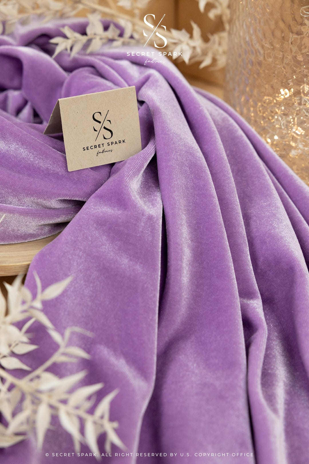 Purple Lavender Stretch Velvet Fabric by the Yard – Premium 4-way Soft ...