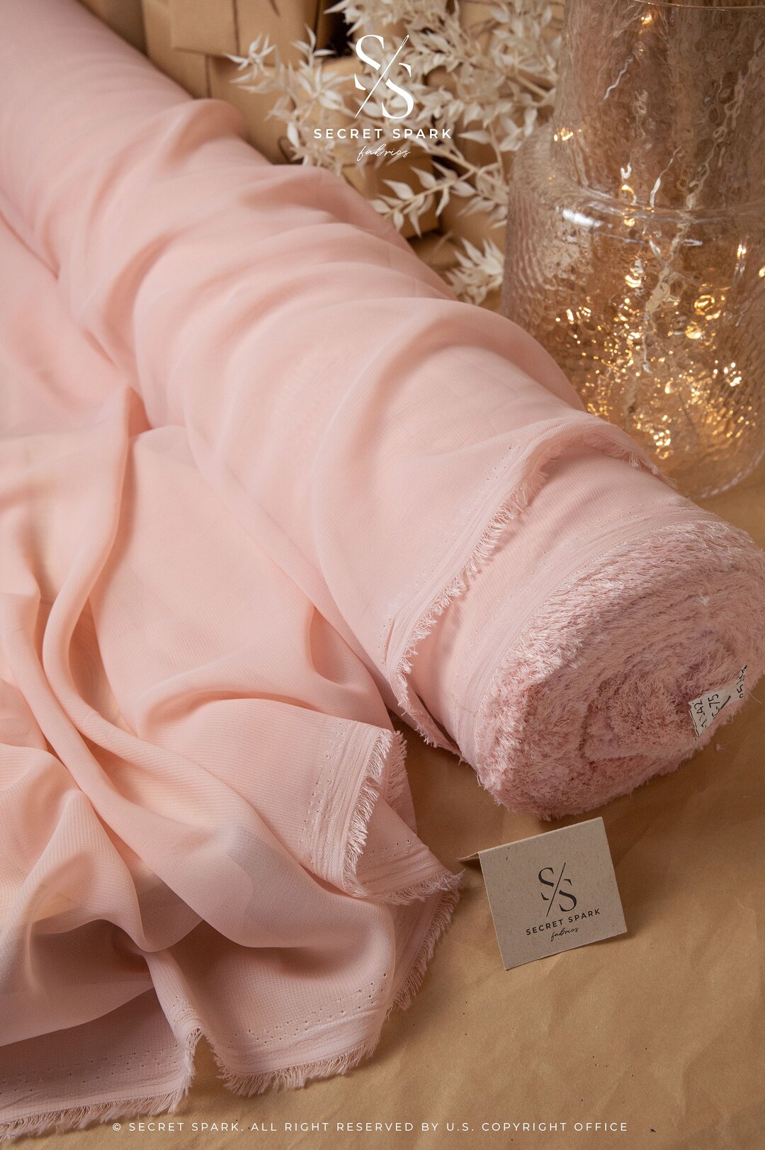 Rose Shadow Matte Chiffon, Airy Quality Chiffon by the Yard, High ...
