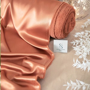 Copper Coin Soft Silky Satin Premium Charmeuse Fabric One Way Stretch ...