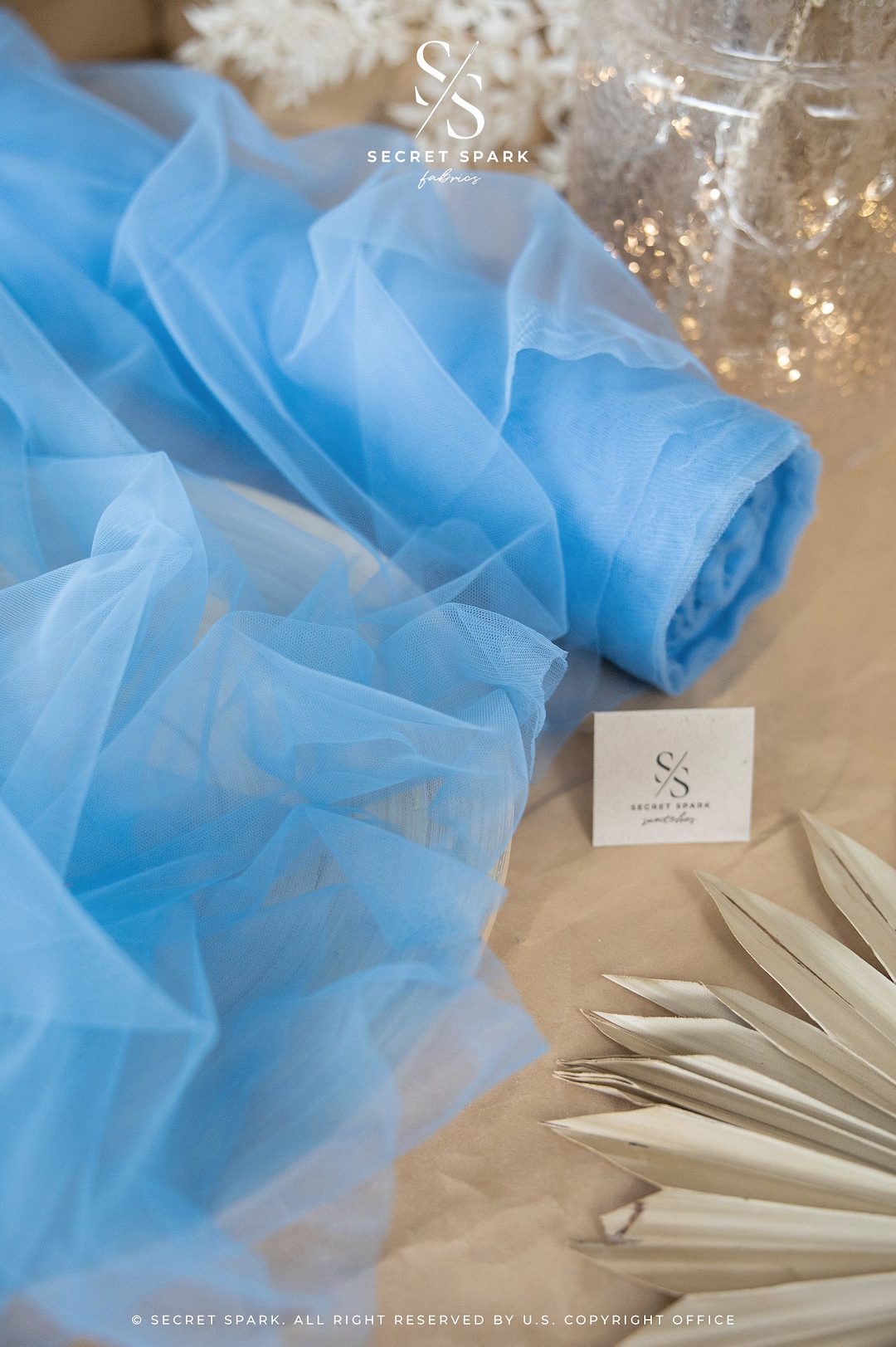 NEW! Curious Blue Soft and Matte Bridal Tulle Fabric by the Yard, Bulk ...