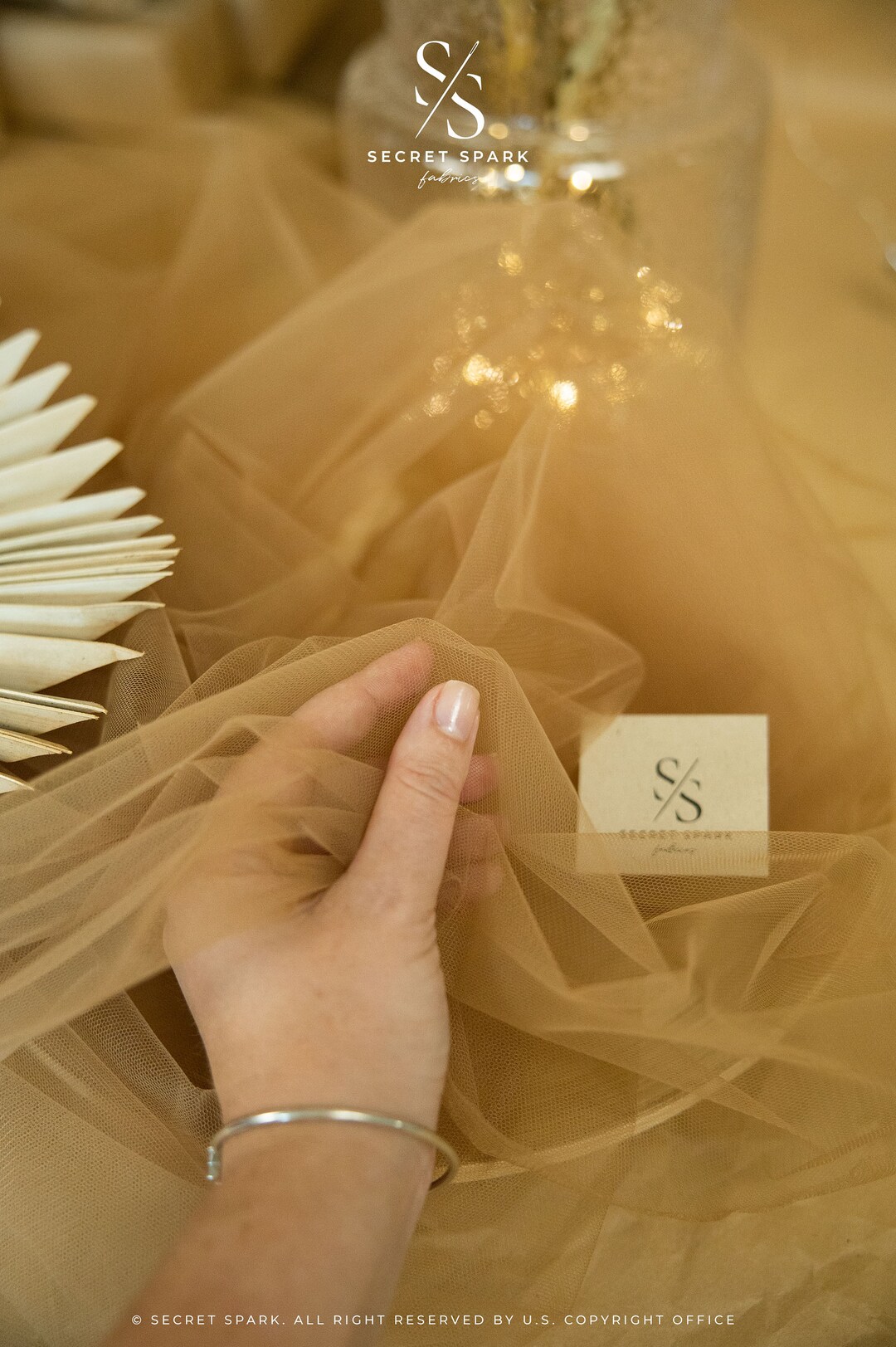 Golden Brown Soft Net Fabric by the Yard, Stretch Soft Tulle Mesh ...