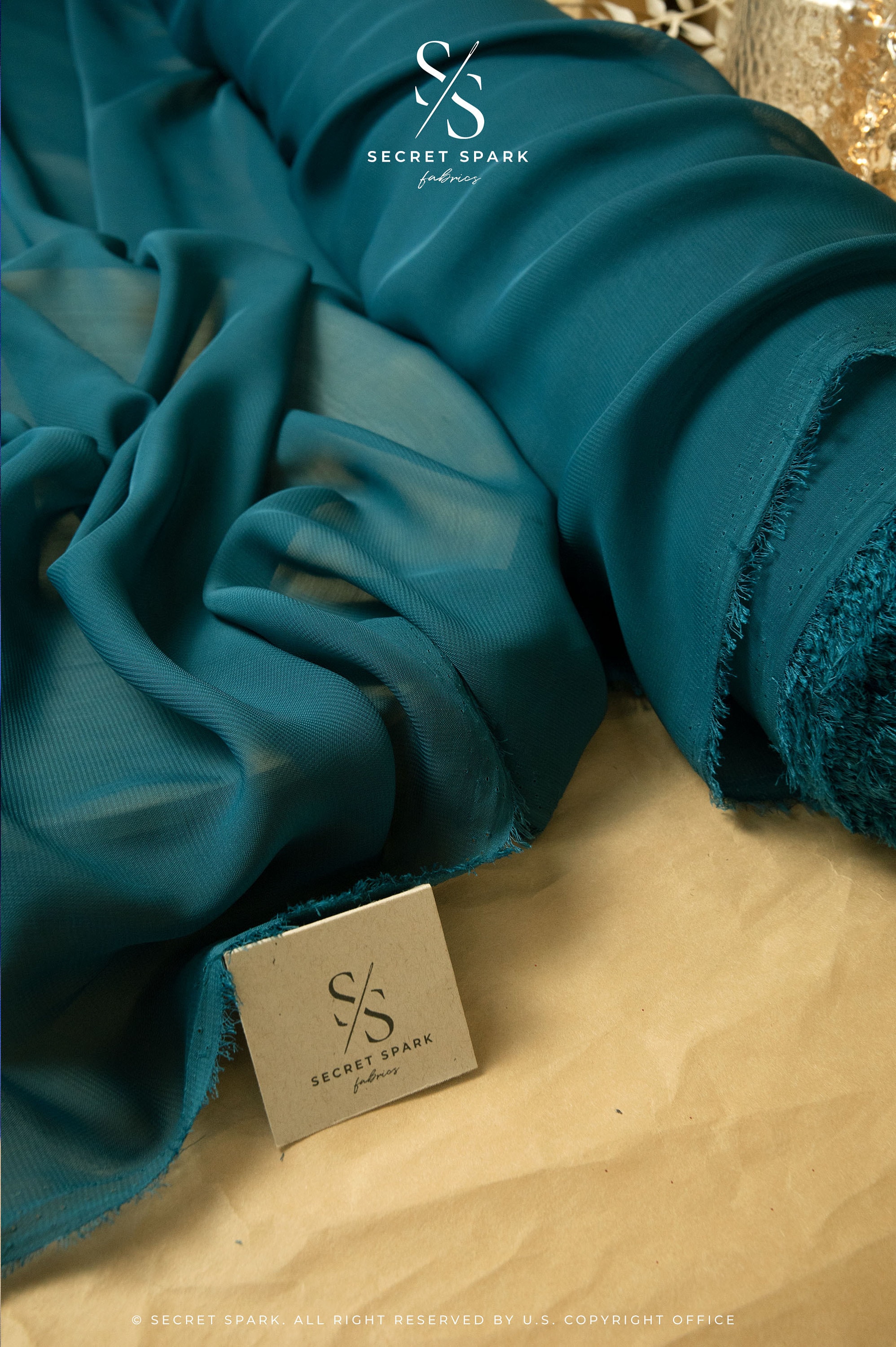 Deep Teal Chiffon, Soft Matte High Quality Chiffon by the Yard, Airy ...