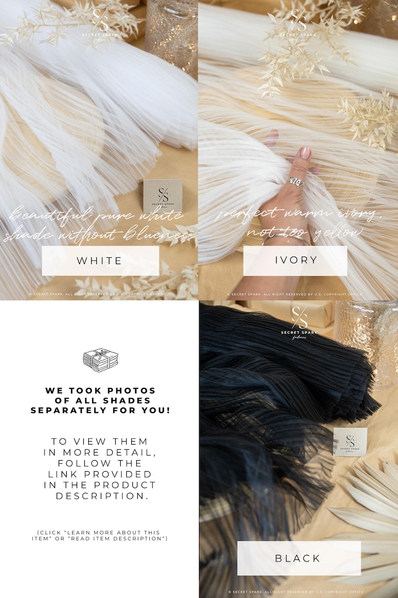 Black Micro Pleated Fabric: Handmade Unique Textured Tulle Material ...