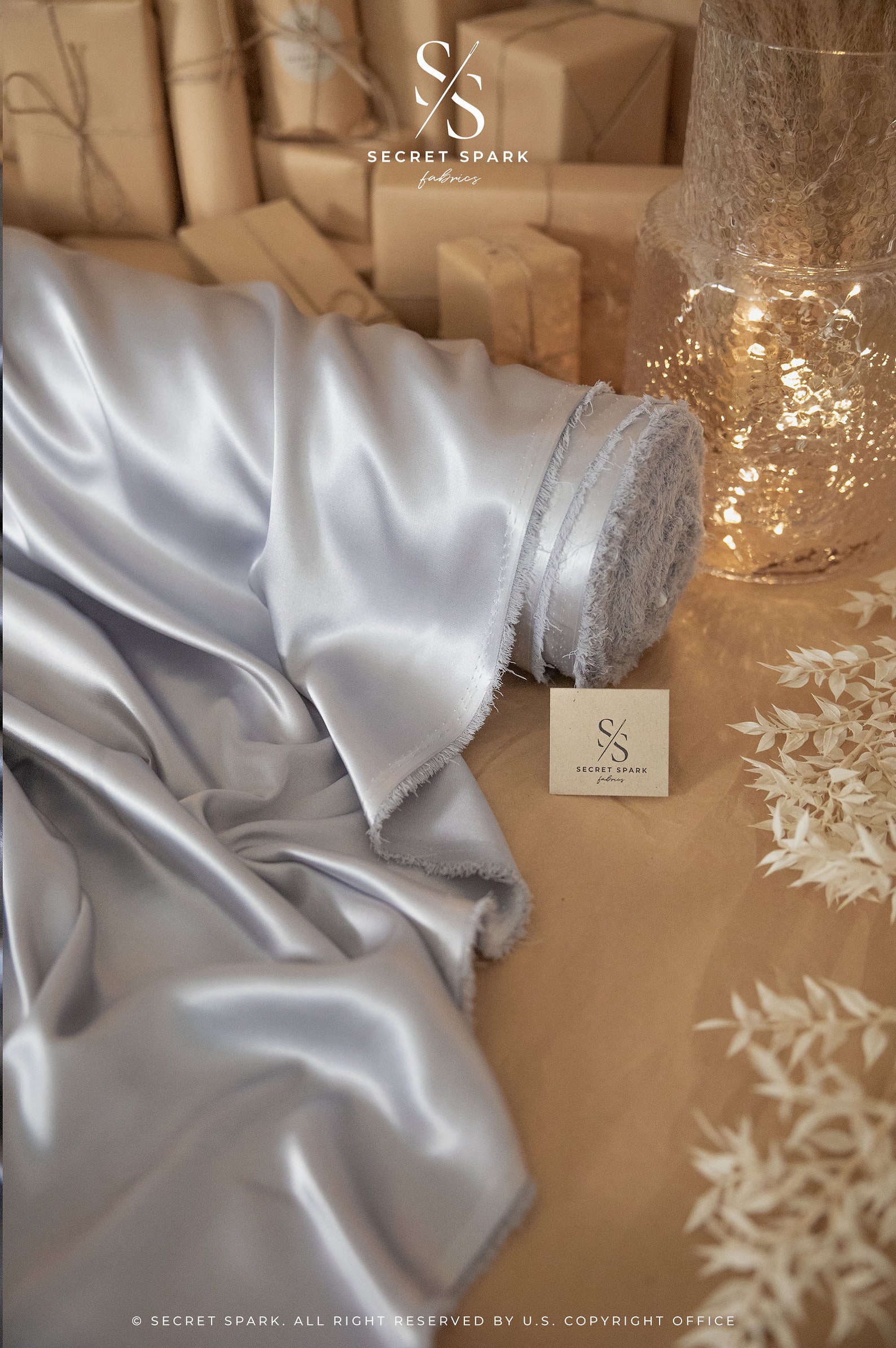 Light Gray Soft Silky Satin Airy & Light Weight Fabric One Way Stretch ...
