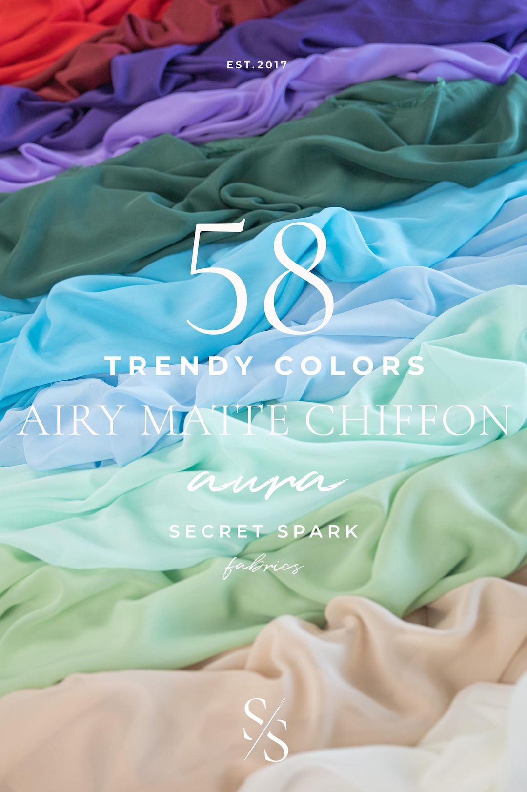 58 Colors Soft & Matte Chiffon by the Yard, Chiffon Fabric for Bridal ...