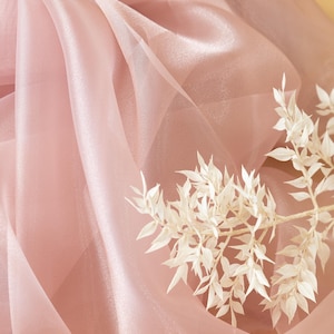 NEW Blush Shiny Transparent Organza Fabric by the Yard, Shiny Material ...