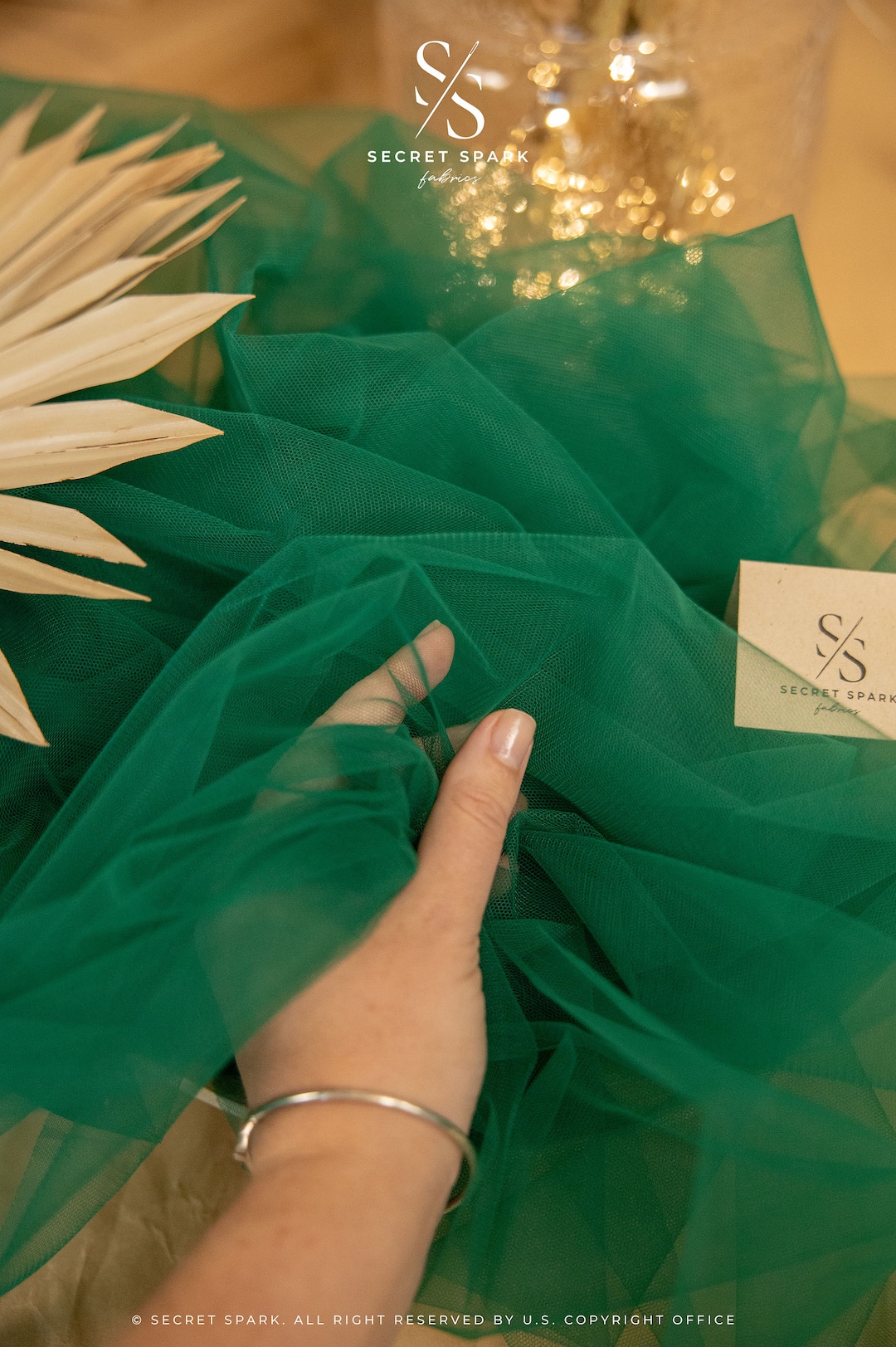 Forest Green Tulle Airy Fabric by the Yard, Delicate and Matte Tulle ...