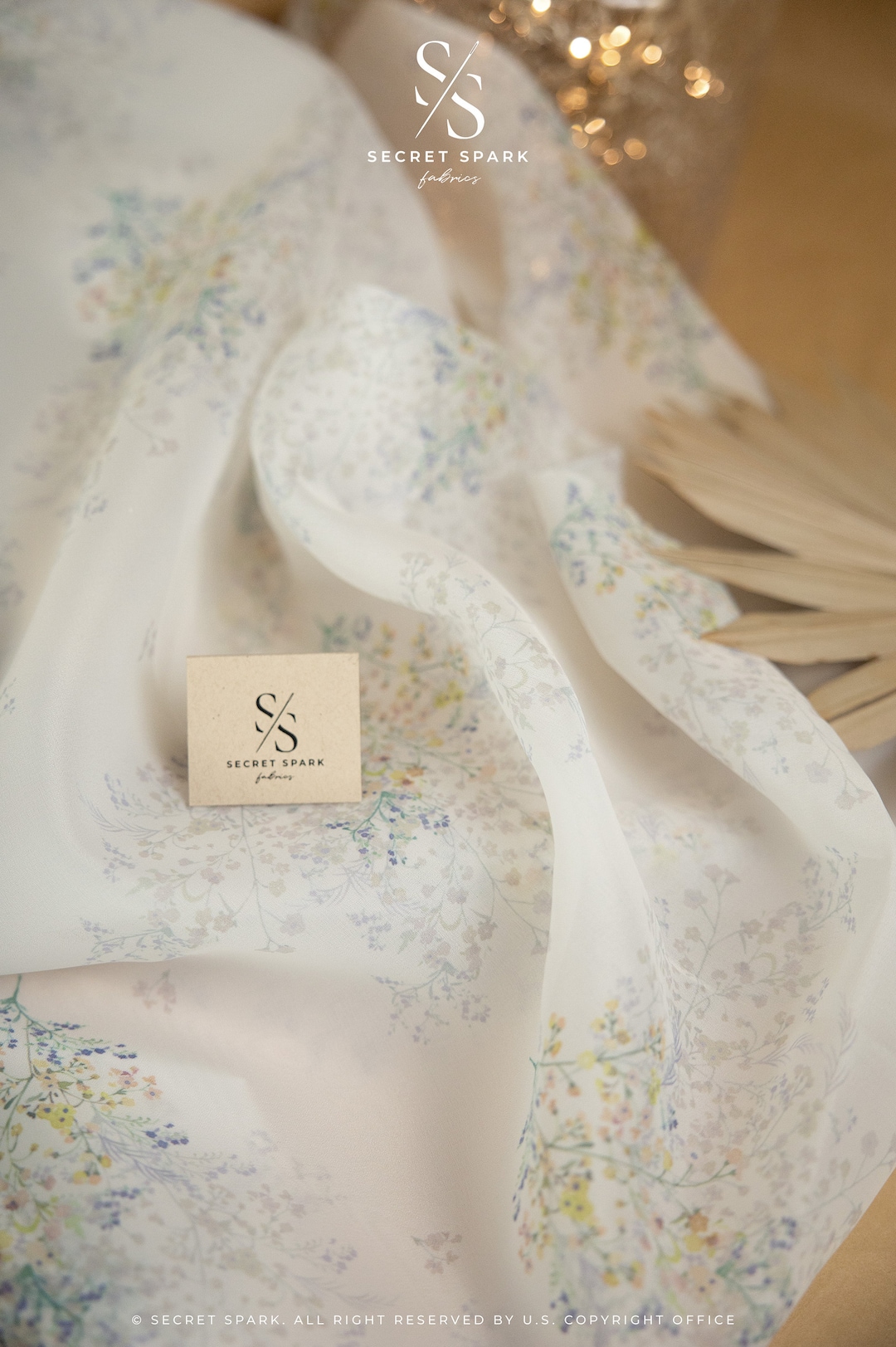 Mimosa - Gentle Floral Organza by the Yard, Soft Matte Printed Organza ...