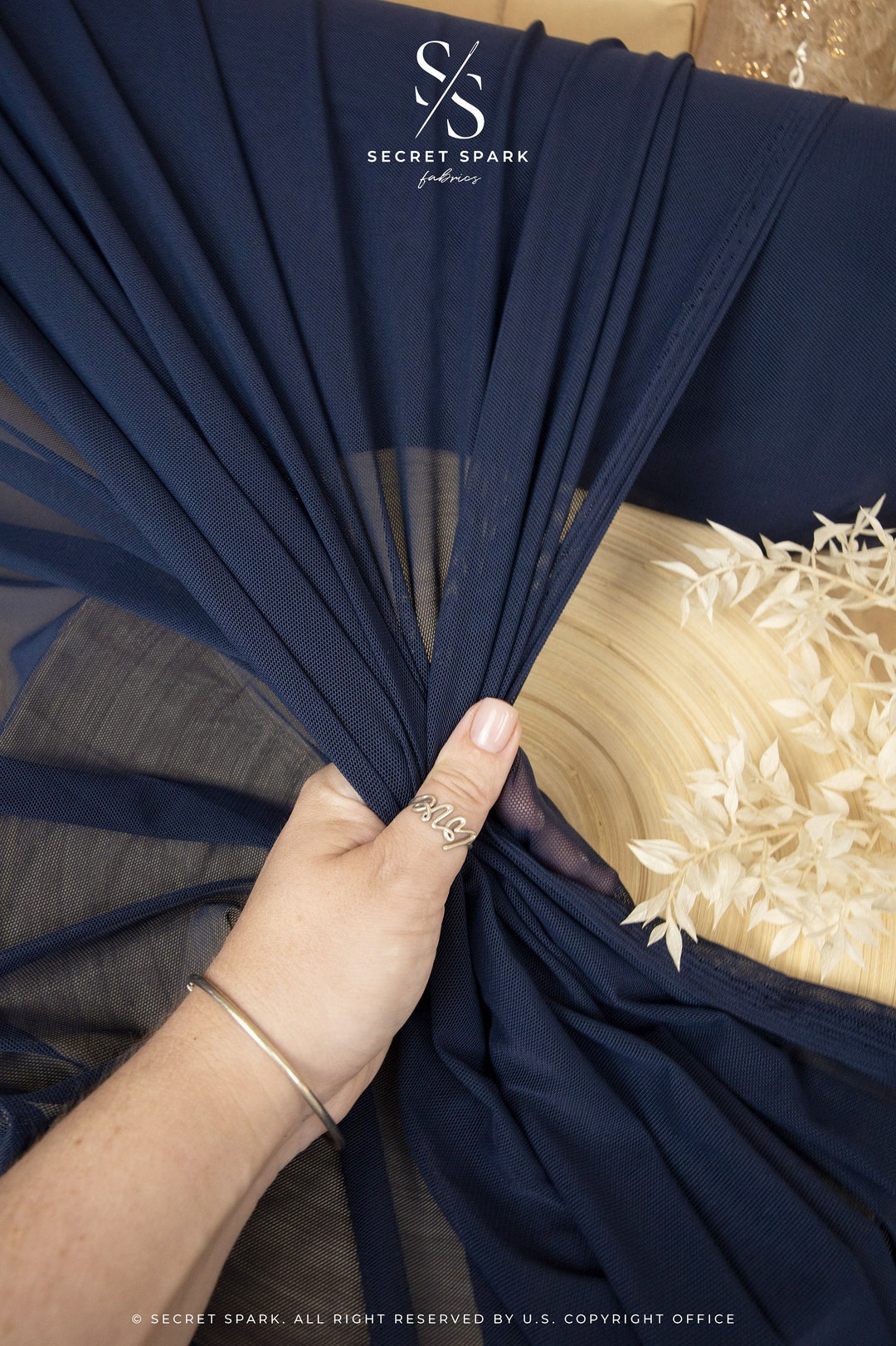 Navy Mirage Power Mesh - 4-way Stretch Nylon Mesh Fabric, Lightweight ...