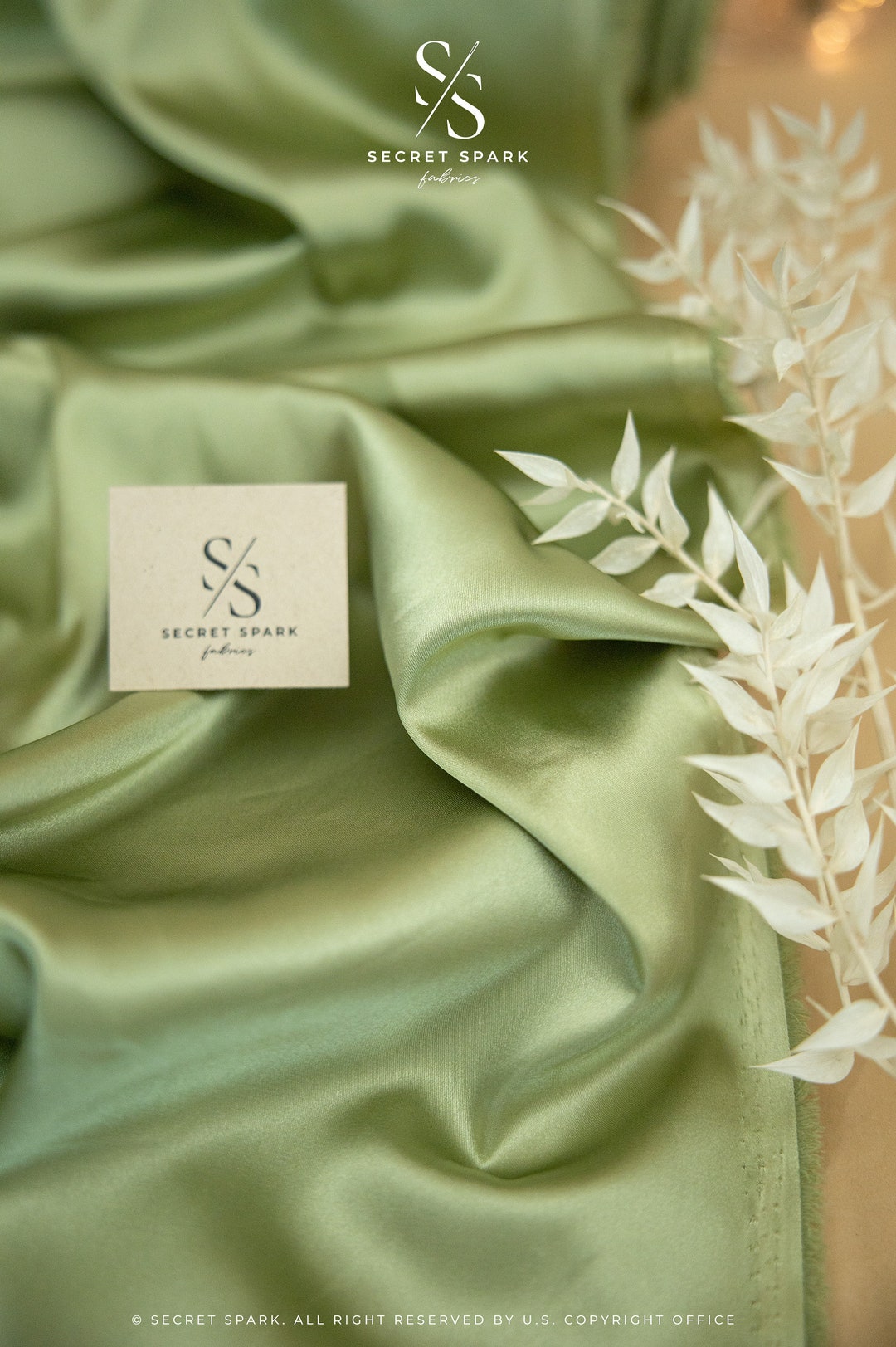 NEW Sage Green Soft Silky Satin Airy & Light Weight Fabric, Satin With ...